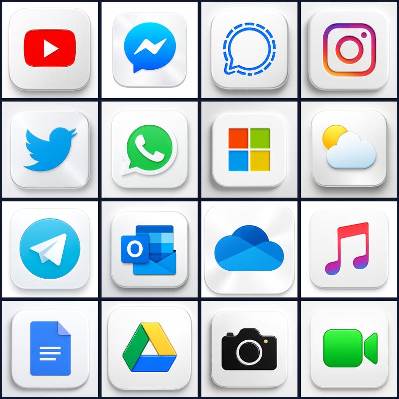 250 White Metal Style App Icon Pack Ios Icon Theme & Popular Apps ...