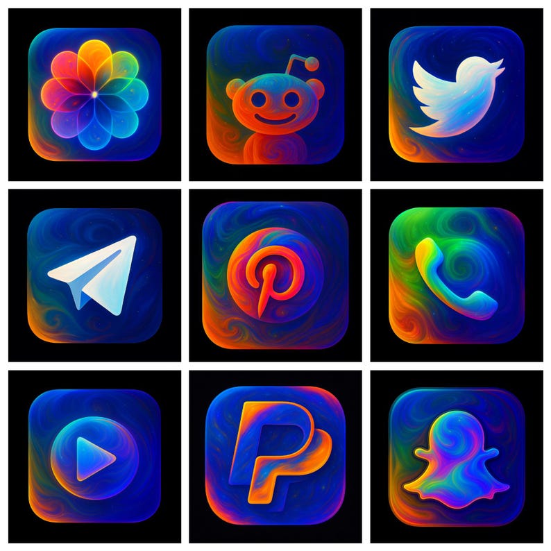 100 Iridescent Flow Style App Icon Pack Ios Icon Theme & Popular Apps ...