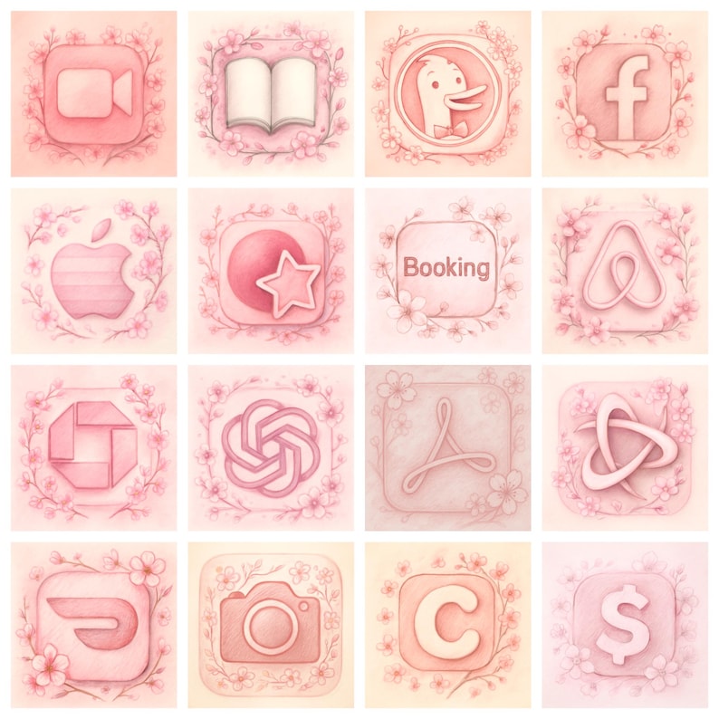 Sakura Sketch App Icon Pack for Ios (236 Icons Lifetime Updates) - Etsy