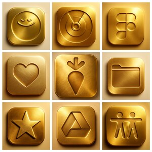 Golden Metal App Icon Pack (232 Icons): Ios Theme (digital Download ...
