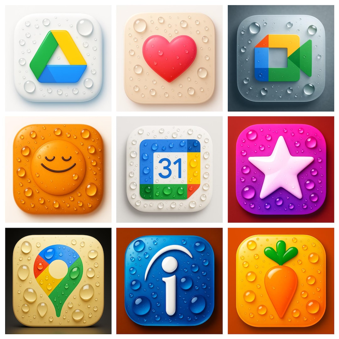 230 Liquid Droplets Style App Icon Pack Ios Icon Theme & Popular Apps ...
