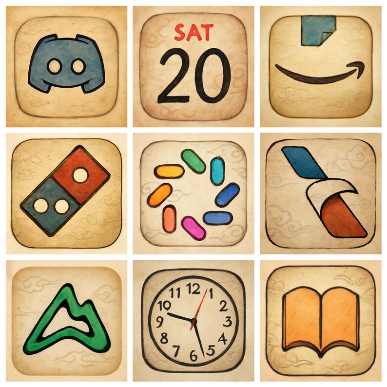 234 Ink Scroll Style App Icon Pack Ios Icon Theme & Popular Apps ...