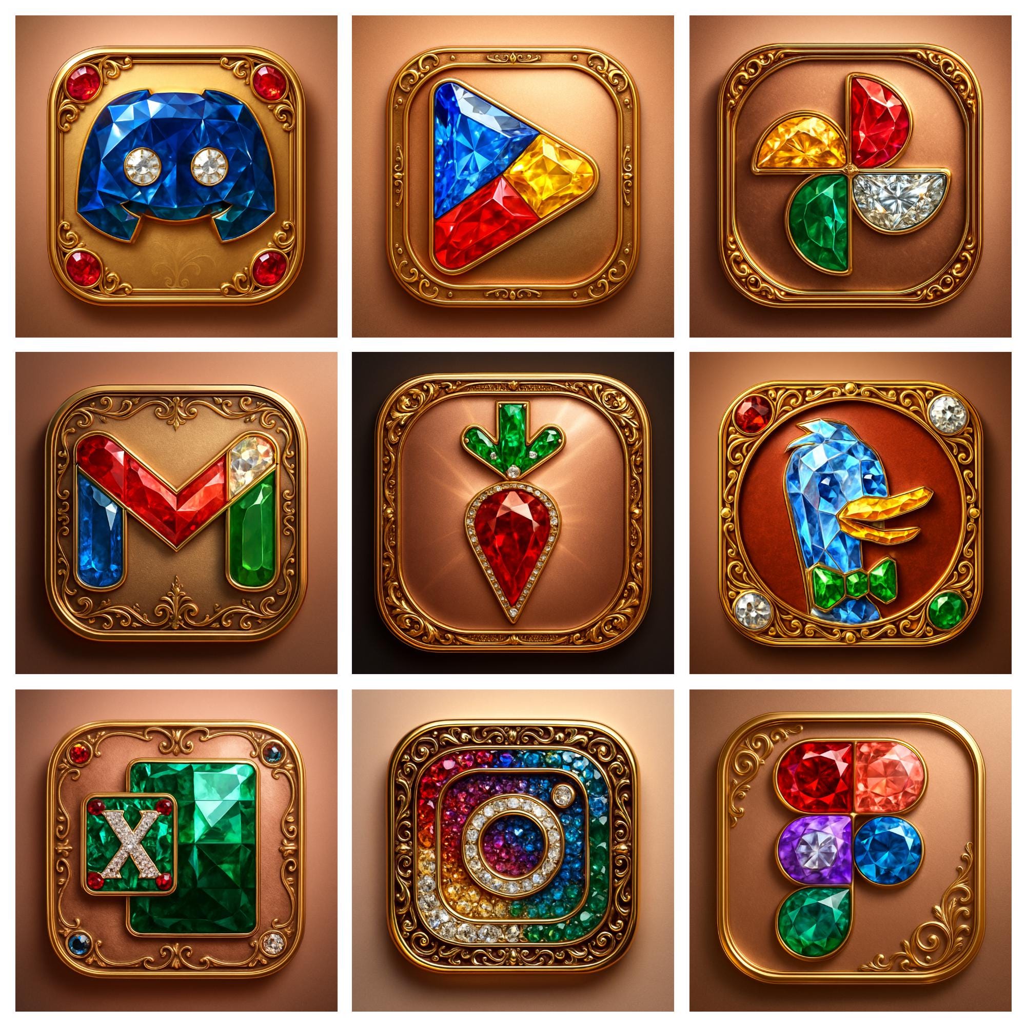 232 Luxury Gemstone Style App Icon Pack Ios Icon Theme & Popular Apps ...