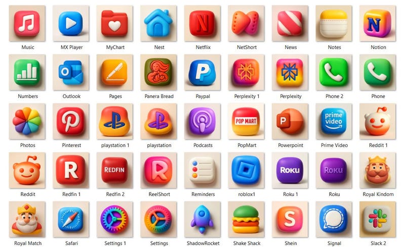 430 3D Float Plush Float Squishy Style App Icon Pack Ios & Popular Apps ...