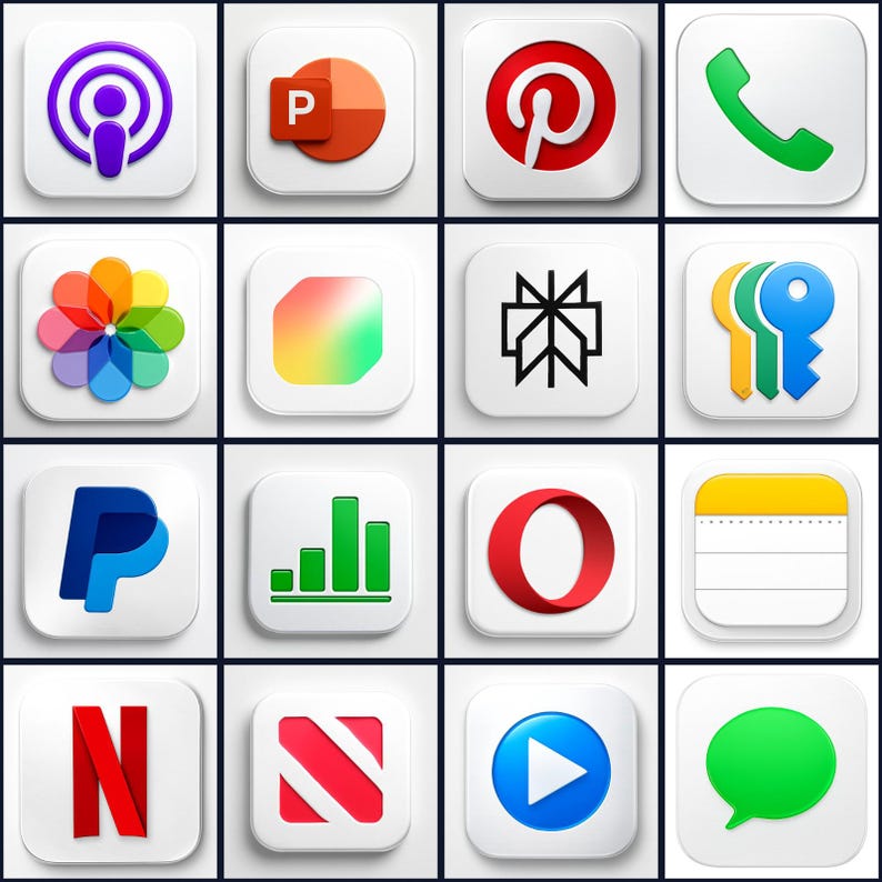 250 White Metal Style App Icon Pack Ios Icon Theme & Popular Apps ...