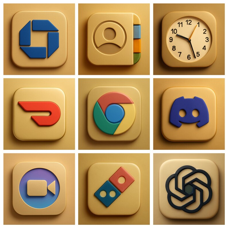 225 Gold Matte Style App Icon Pack Ios Icon Theme & Popular Apps ...