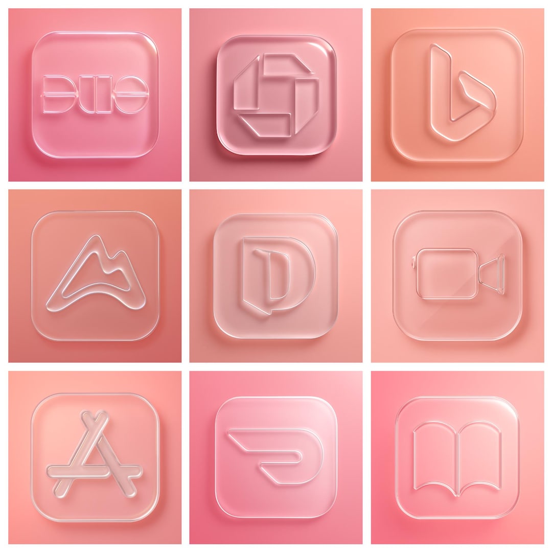 Amaranth Pink Glass App Icon Pack (242 Icons): Ios Theme (digital ...