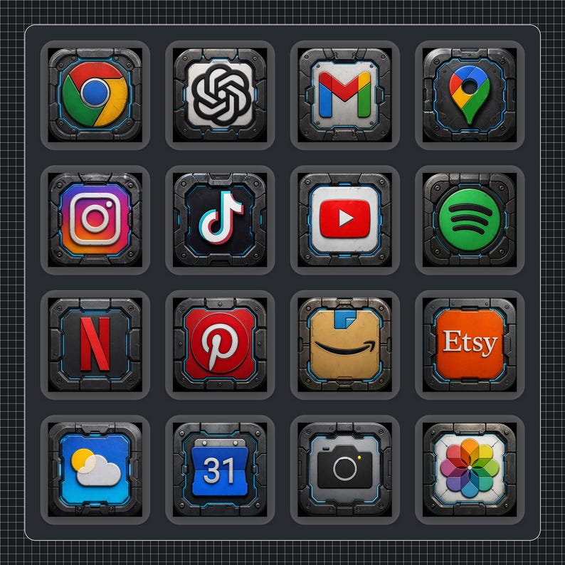 Mecha Armor Plate App Icon Pack: 250+ Ios Icons (lifetime Updates ...