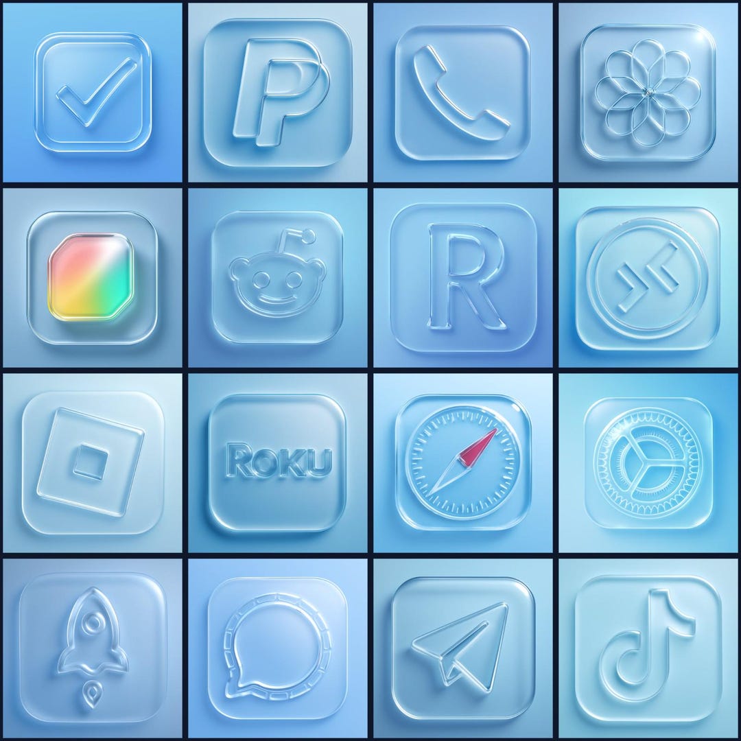 Sky Blue Glass App Icon Pack (250 Icons): Ios Theme (digital Download ...