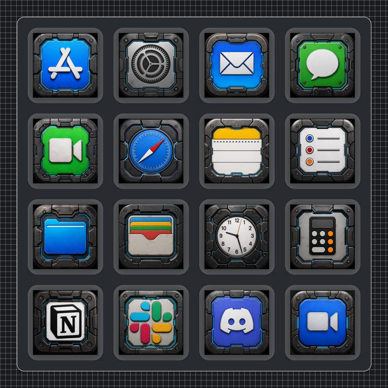 Mecha Armor Plate App Icon Pack: 250+ Ios Icons (lifetime Updates ...