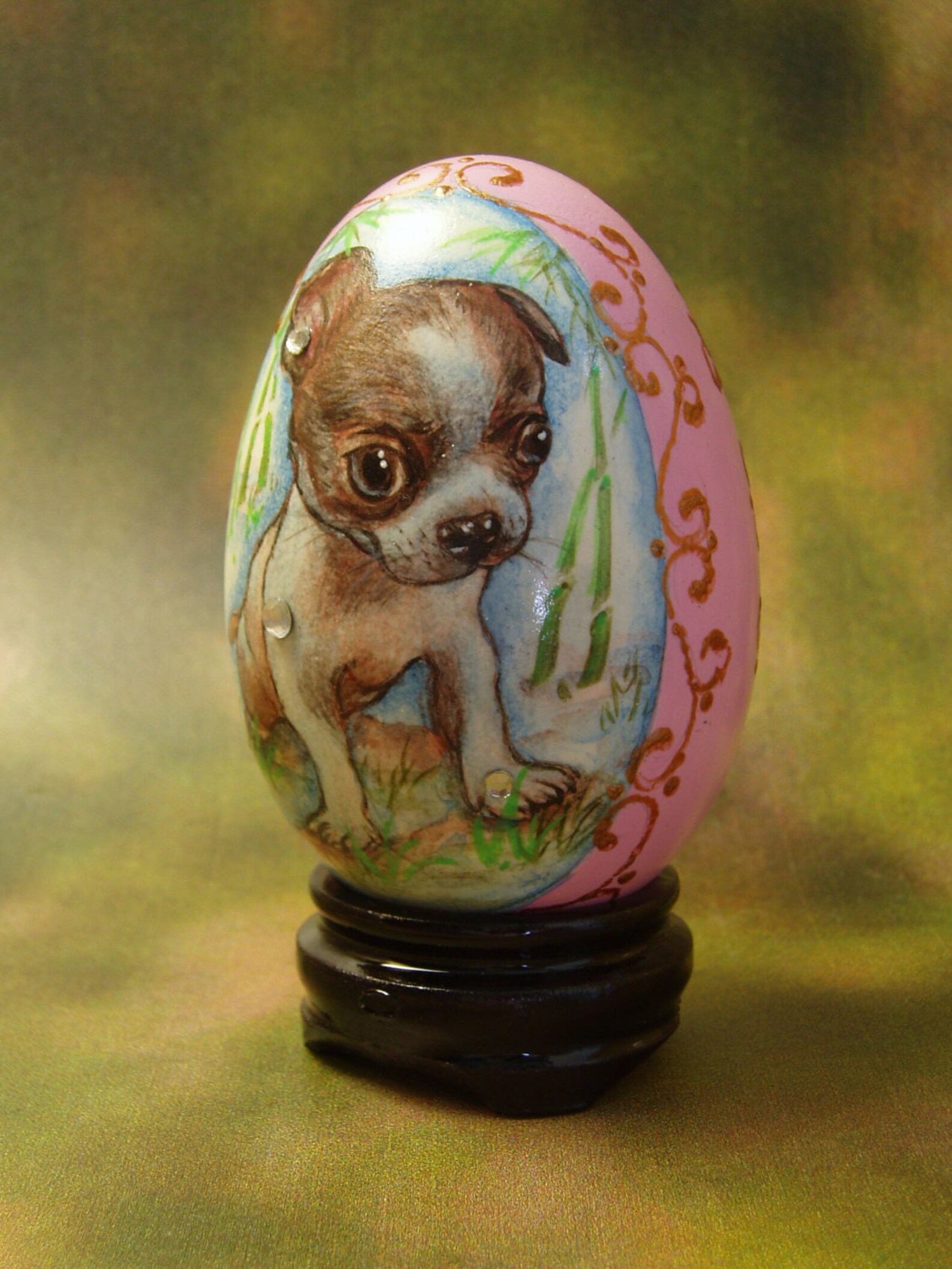 Chihuahua, Hand Painted Goose Egg Shell, Egg Art, Goose Egg Shell Art ...