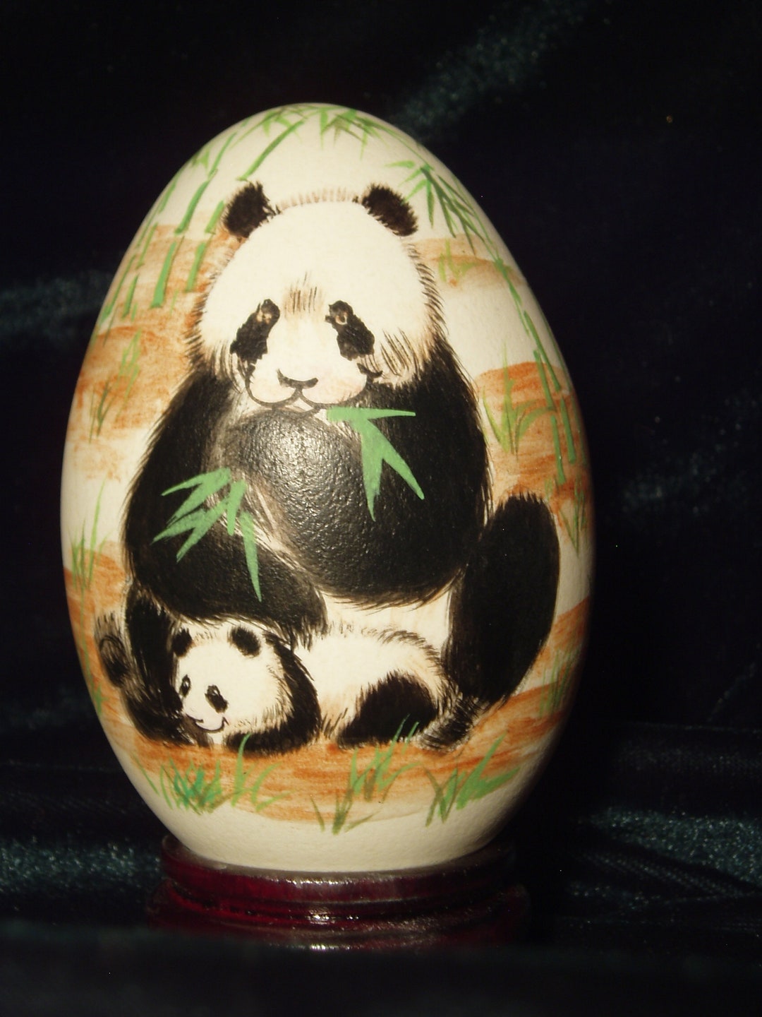 Hand Painted Panda Mom With Baby Panda/ Goose Egg Shell/ Egg Shell Art ...