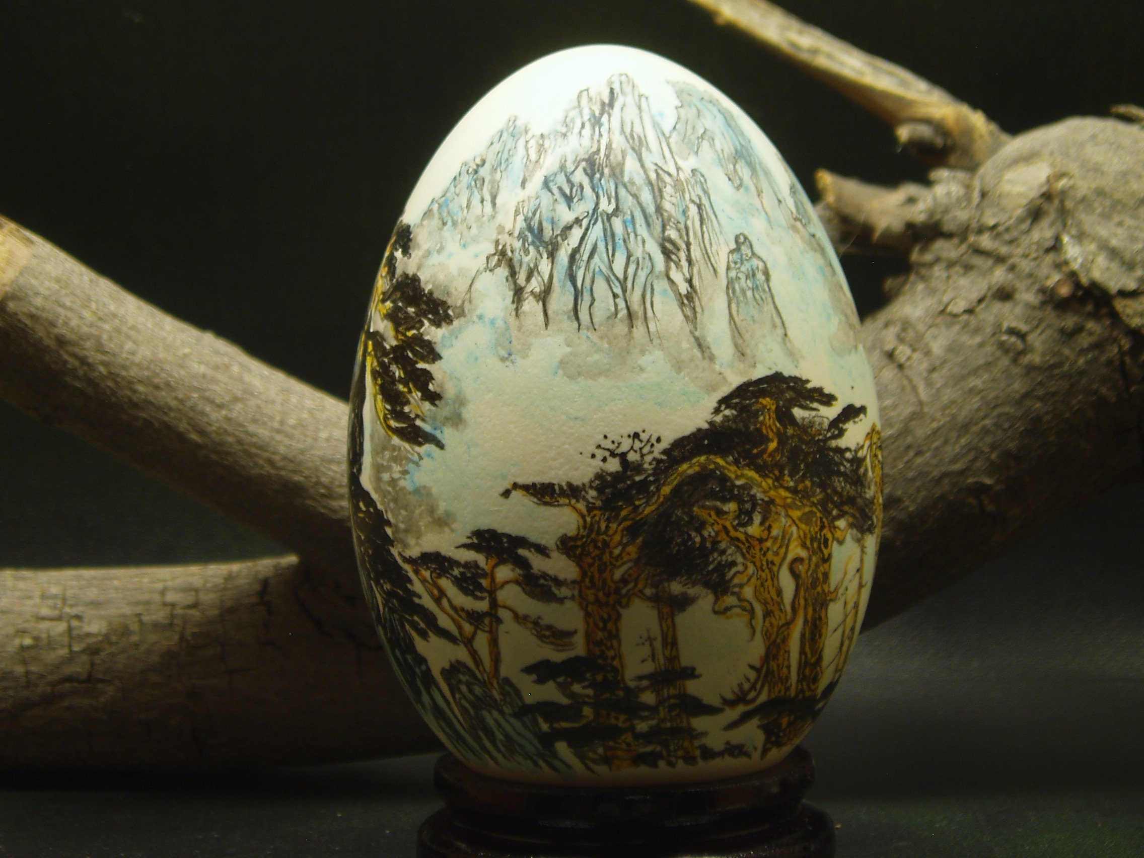 Hand Painted Goose Egg Shell/ Mountain Pine Tree/ Goose Egg Art - Etsy