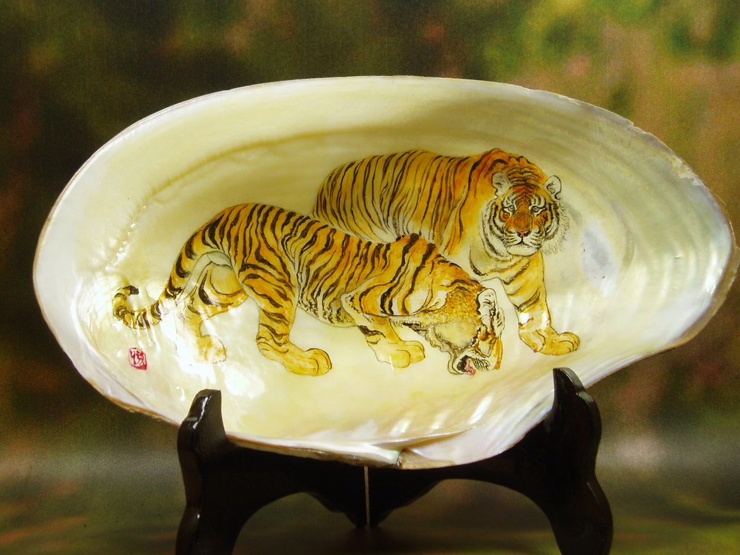 Tigers/ Hand Painted Abalone Shell/ Sea Shell Art/ Hand Painted Sea ...