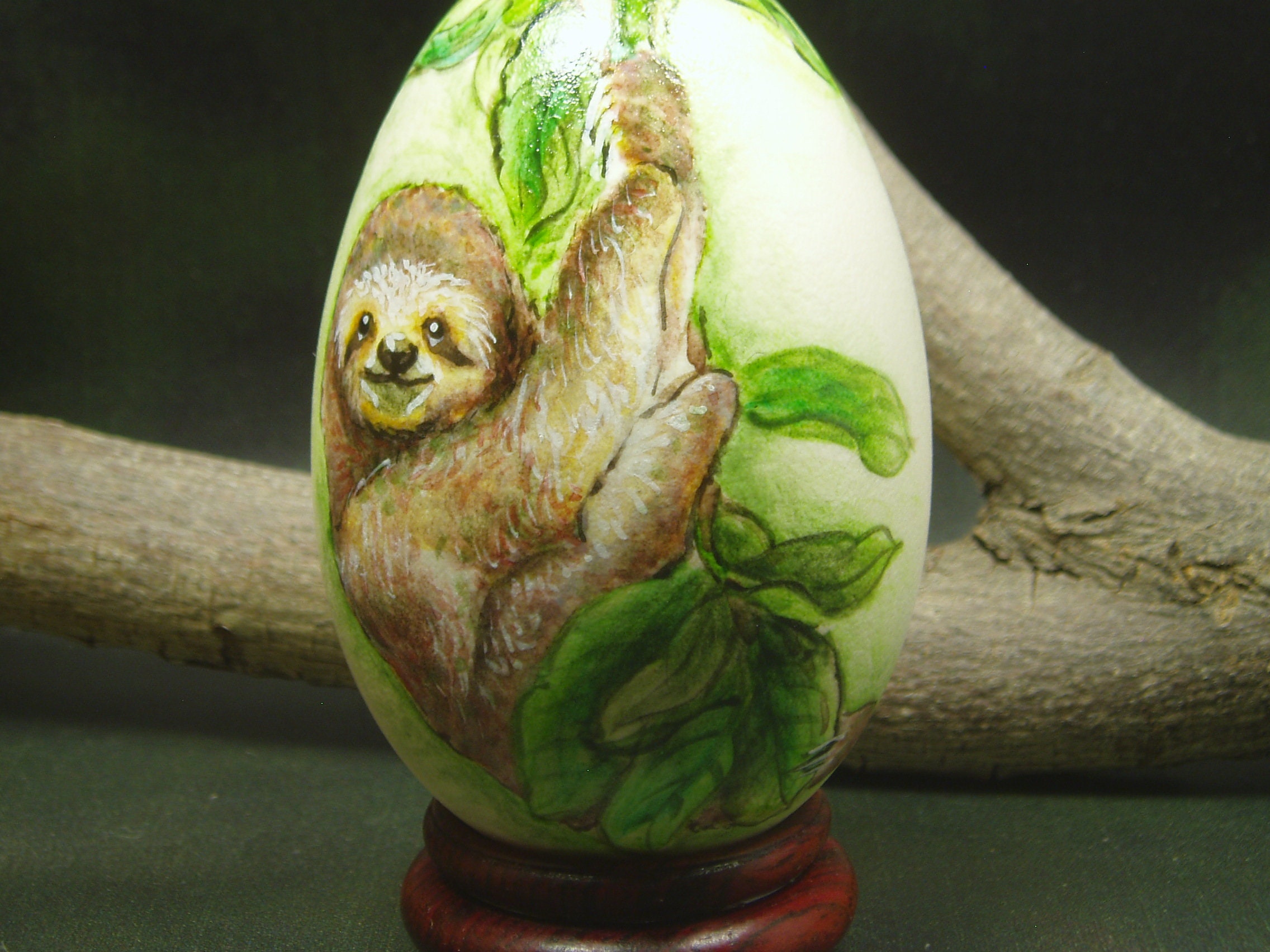 Hand Painted Sloth/ Sloth Playing/ Hand Painted Goose Egg/ - Etsy Polska