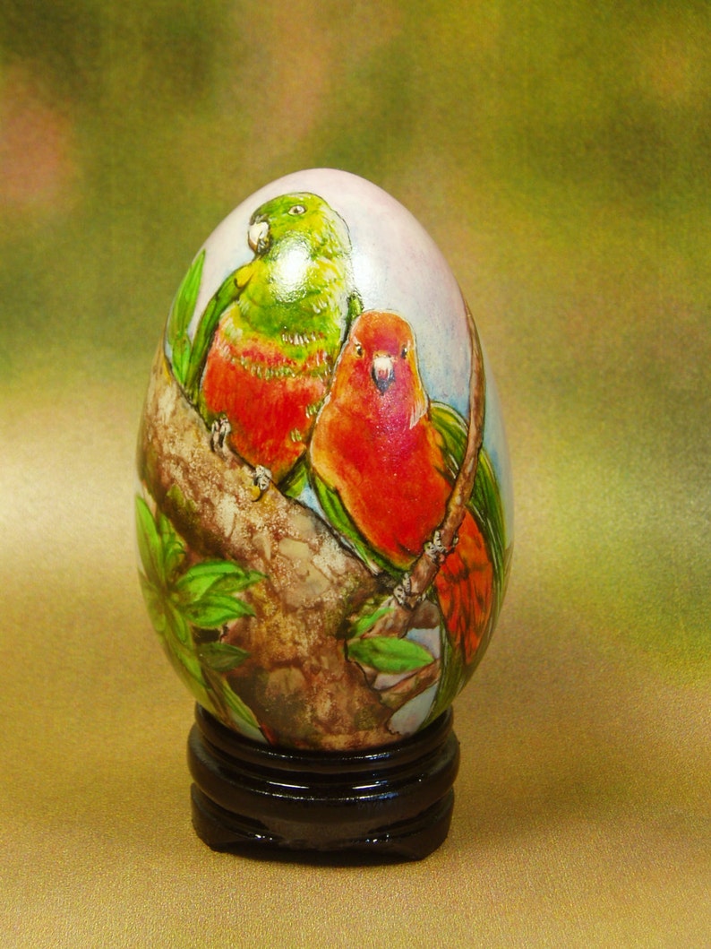 Parrots/ Hand Painted Goose Egg Shell/ Egg Art/ Love - Etsy