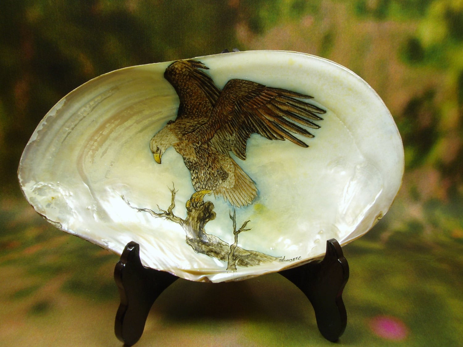 Eagle/ Hand Painted Abalone Shell/ Hand Painted Eagle/ Sea Shell Art ...