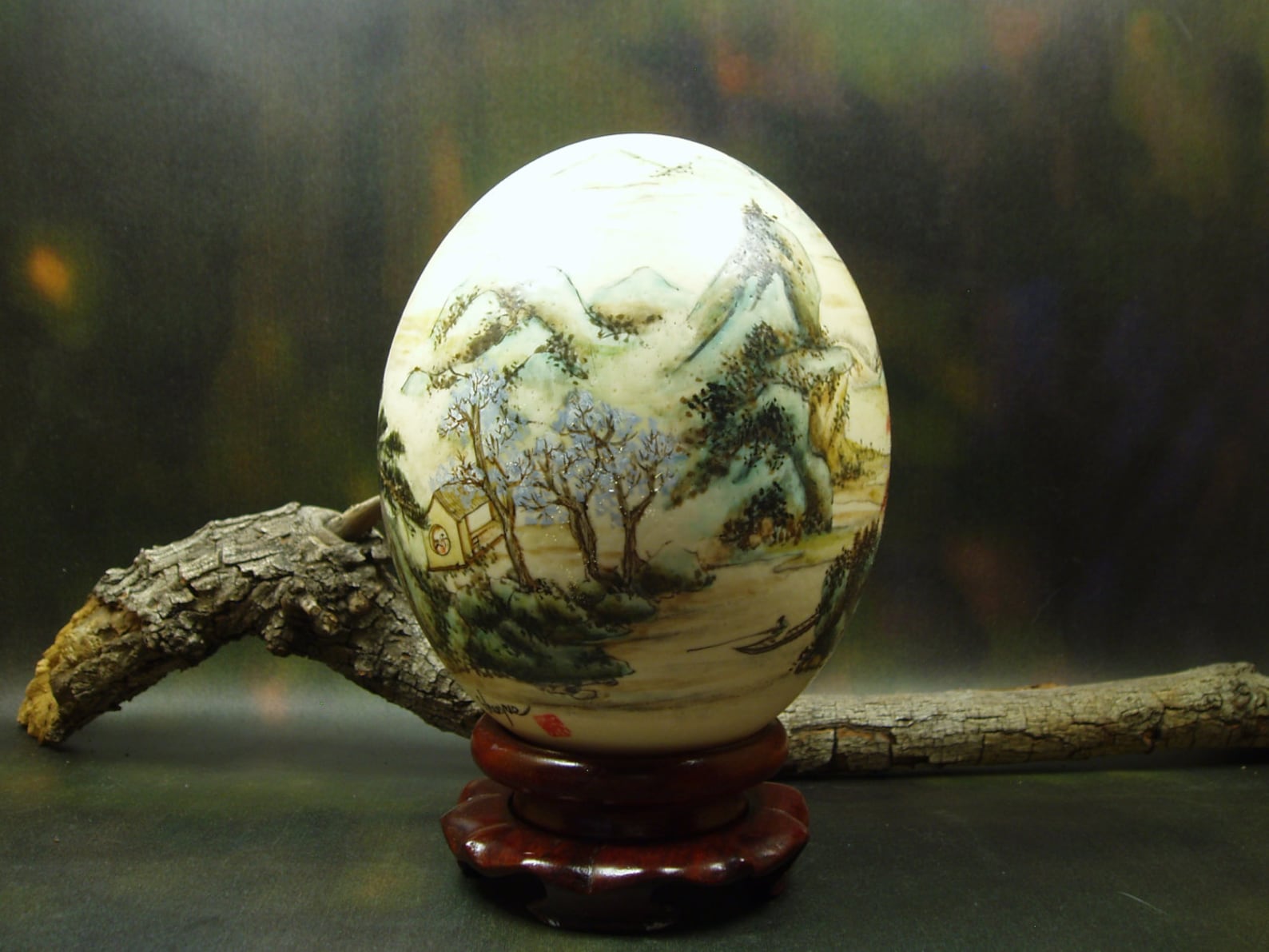 Landscape Hand Painted Ostrich Egg/ Ostrich Egg Shell Art/ - Etsy