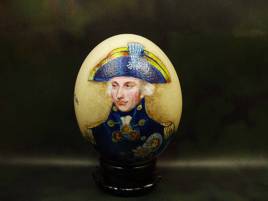 Portrait Art/ Hand Painted Portrait on Ostrich Egg Shell/ Egg Art - Etsy