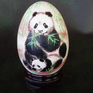 Hand Painted Panda Mom With Baby Panda/ Goose Egg Shell/ Egg Shell Art ...