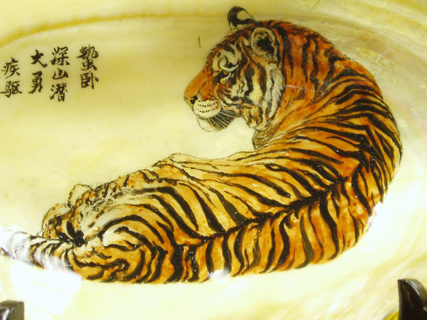 Tiger and Poem/ Hand Painted Tiger/ Hand Painted Abalone | Etsy