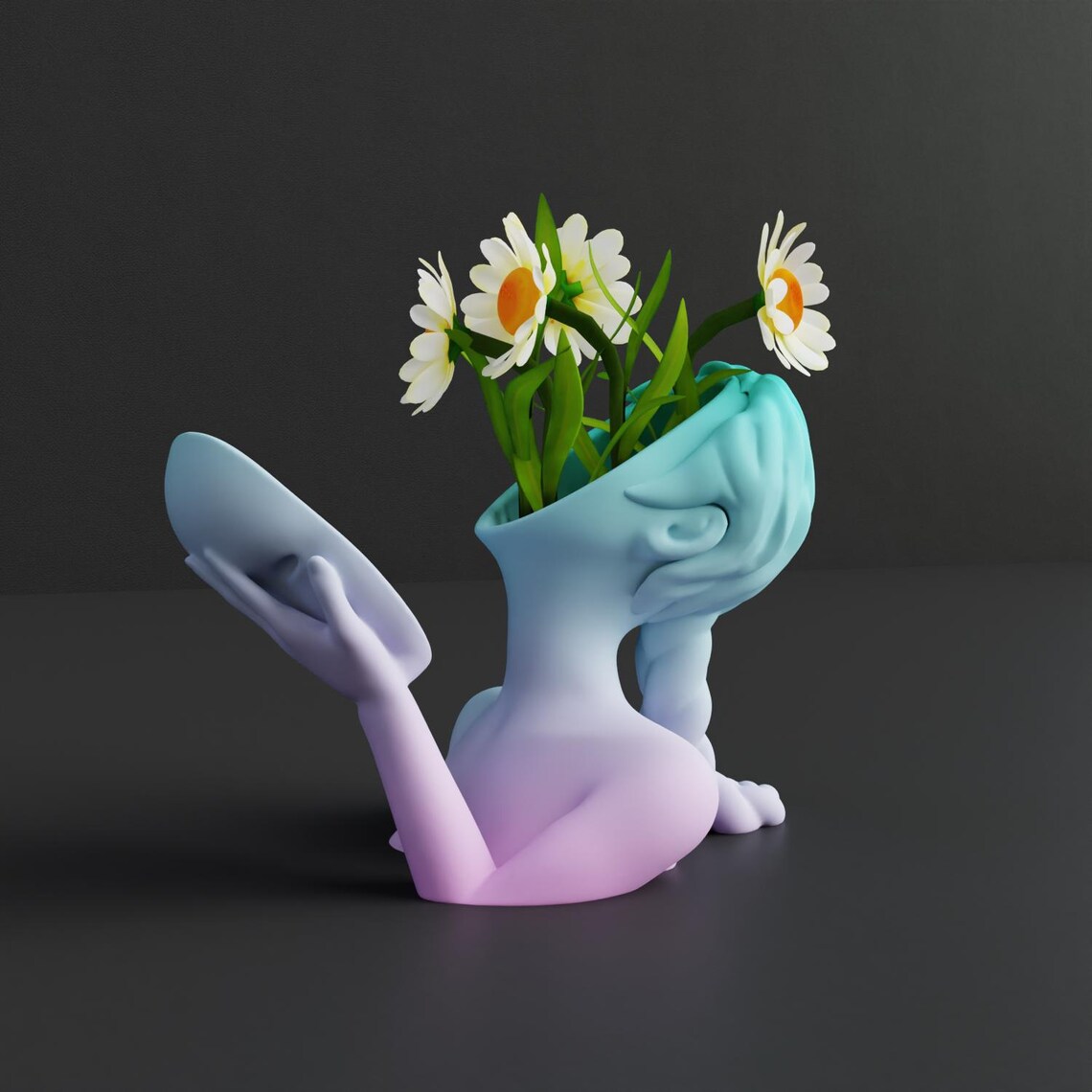 Surreal Face Flower Pot STL | 3D Printable Artistic Planter | Head Vase ...