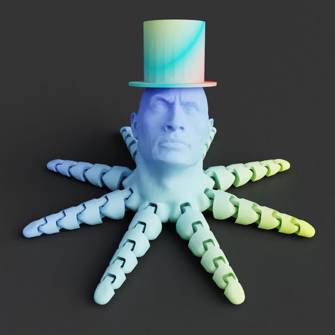 Rocktopus 3D Print STL File, 3D Printer File, STL, Articulating Flexi ...