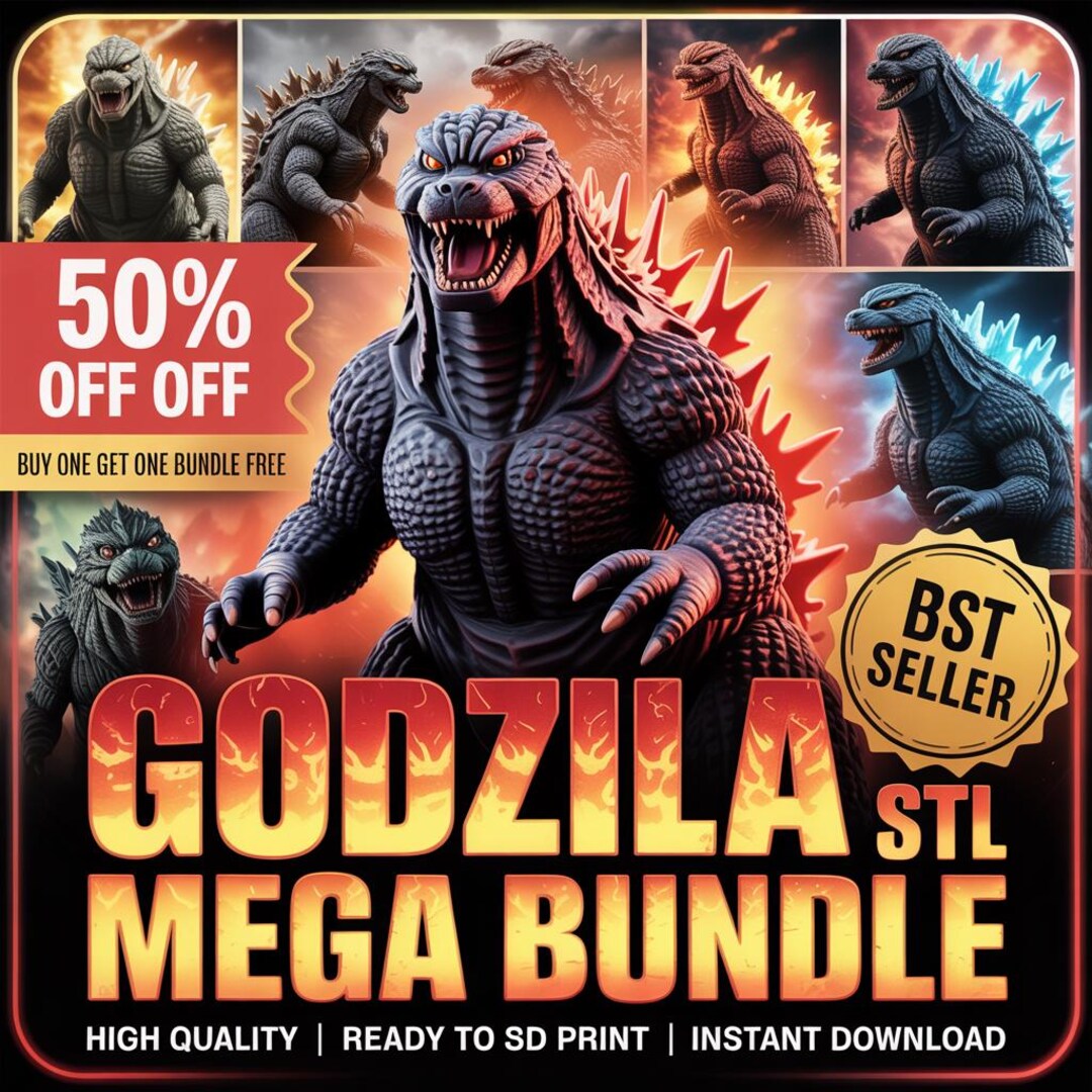 Godzilla STL Bundle | 3D Printable Kaiju Models | Monsterverse STL ...