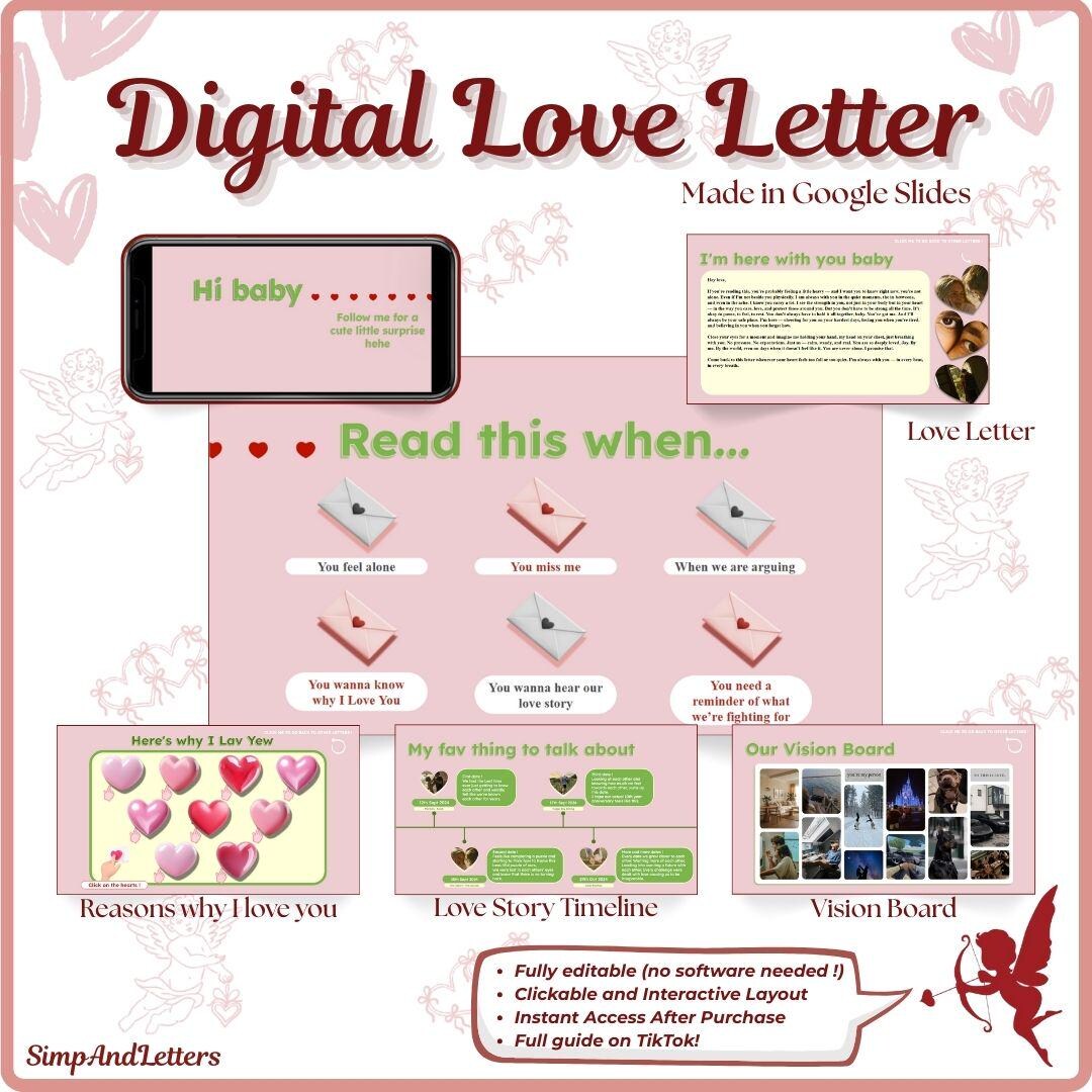 Interactive Digital Love Letter Template | Customizable Digital Gift ...