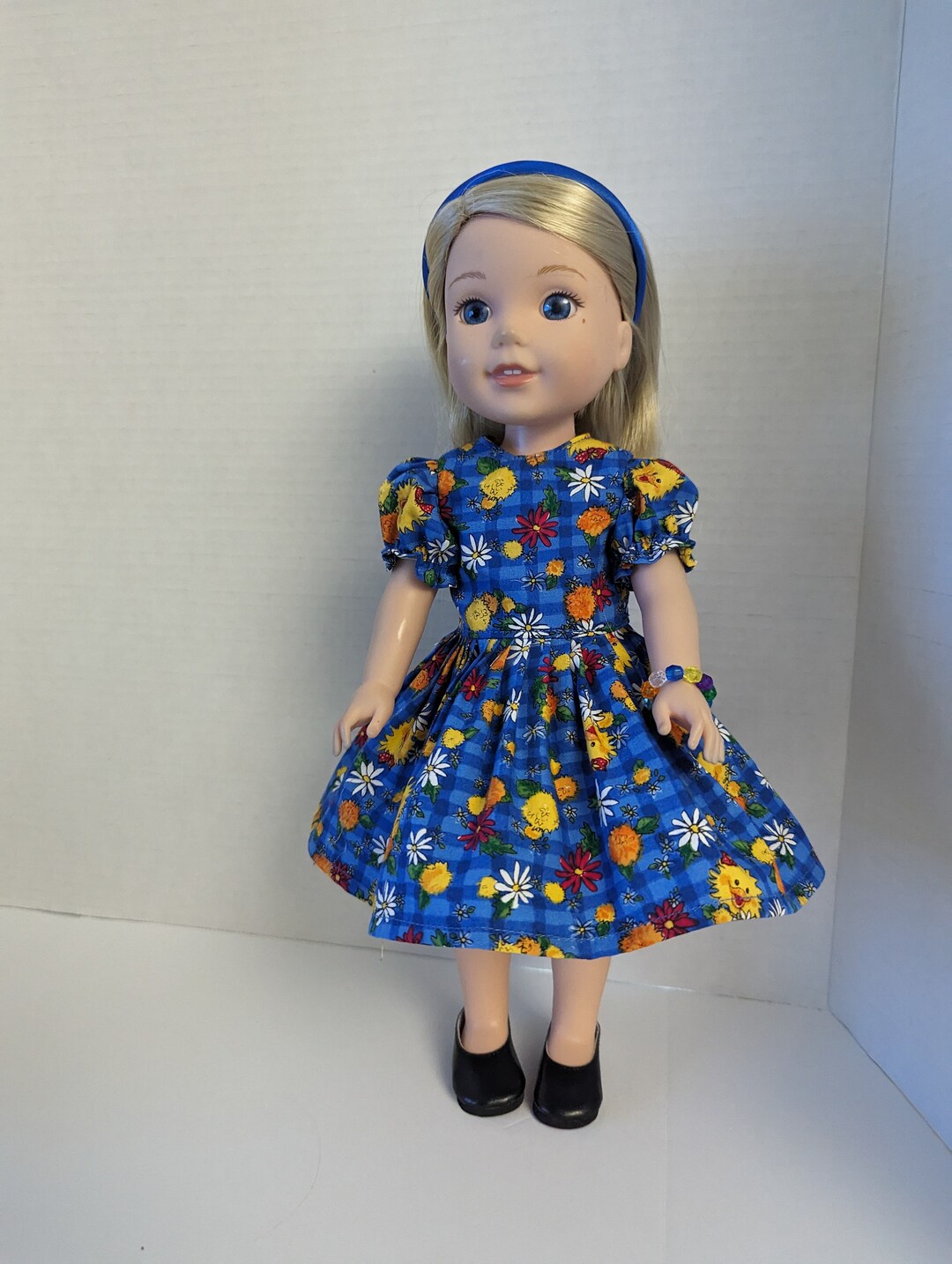 Suzy's Zoo Blue Gingham Dress for 14" Dolls Fits Wellie Wishers Ruby ...