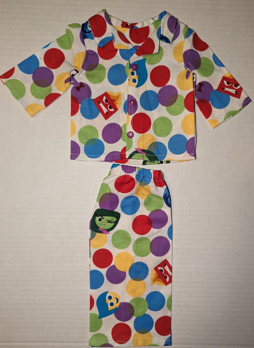 Inside Out Cotton Doll Pajamas Fit 18 American Girl Dolls . Fear Anger ...