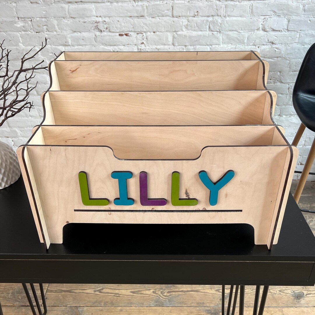 Stand Book Box for Children's Blank Handmade Kids Book Organizer Unique ...