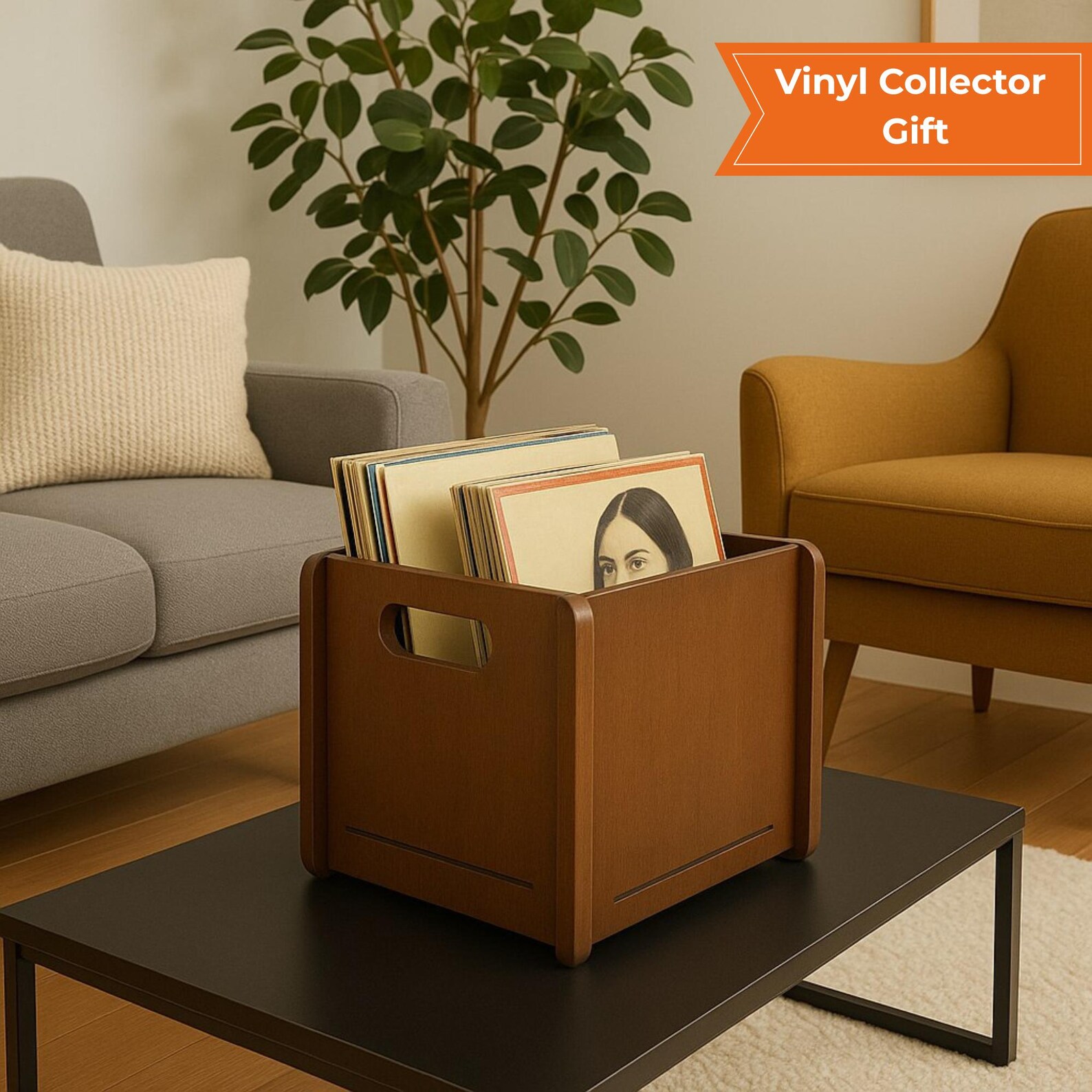 Vinyl Record Box Wooden Record Crate Vinyl Collector Gift Vinyl Record ...