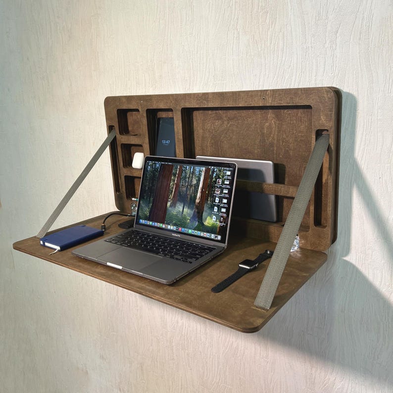 Foldable Wall Desk: Plywood Murphy Table With Hidden Storage - Etsy