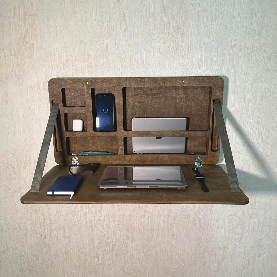 Murphy Desk Foldable Wall Mounted Workspace Organizer Wooden Laptop ...