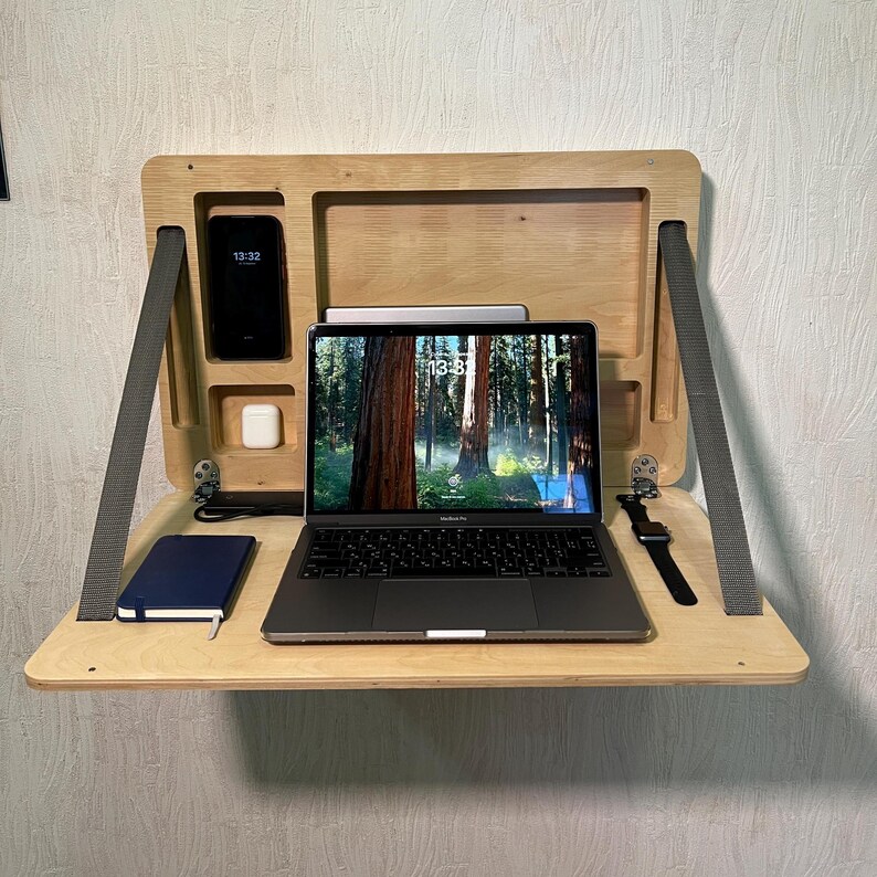 Handmade Plywood Folding Wall Desk: Space-saving Laptop Table - Etsy