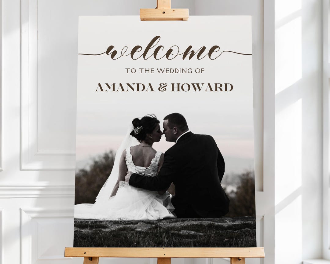 Custom Wedding Event Sign Classic Couple Photo Canvas Welcome Signage ...
