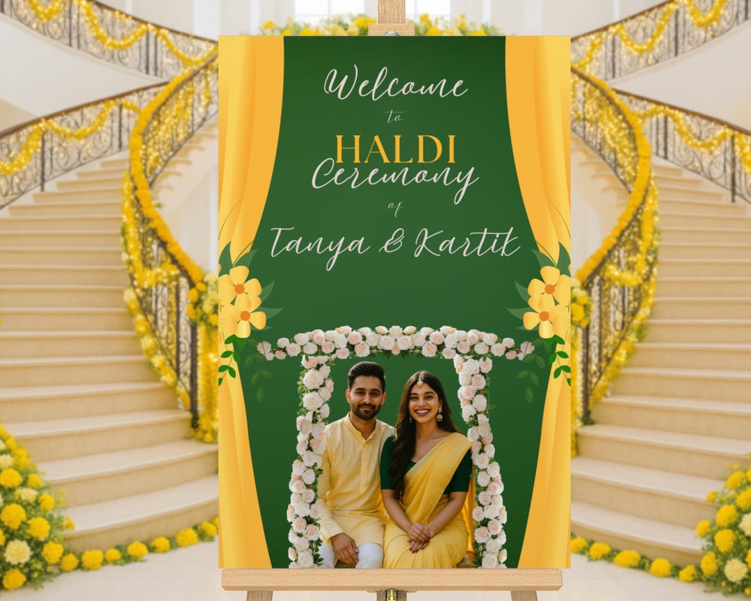 Haldi Event Welcome Sign Made to Order Personalized Pre-wedding Haldi ...