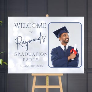 Graduation Party Decor Welcome Board Blue Theme Grad Party Welcome Sign ...