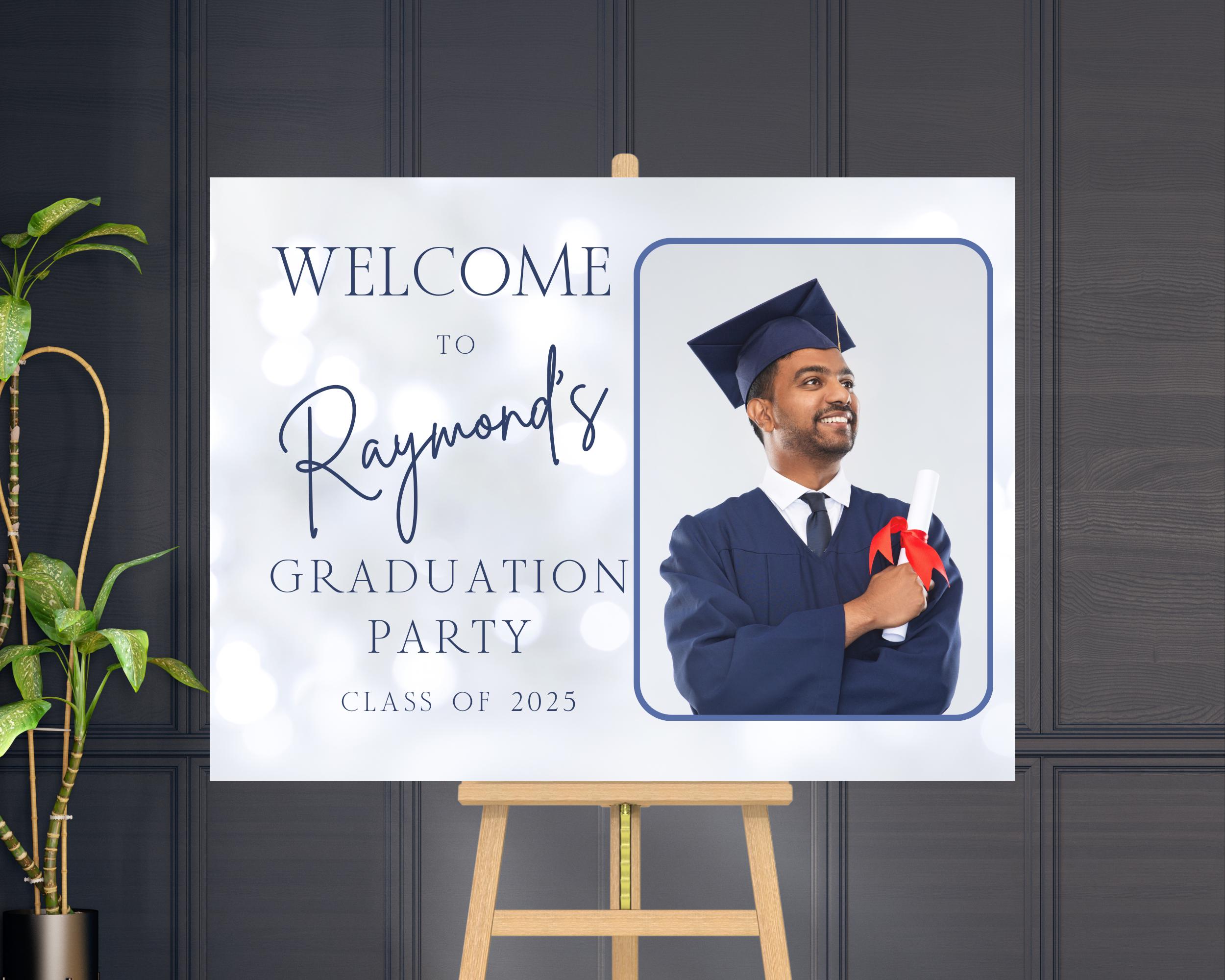 Graduation Party Decor Welcome Board Blue Theme Grad Party Welcome Sign ...