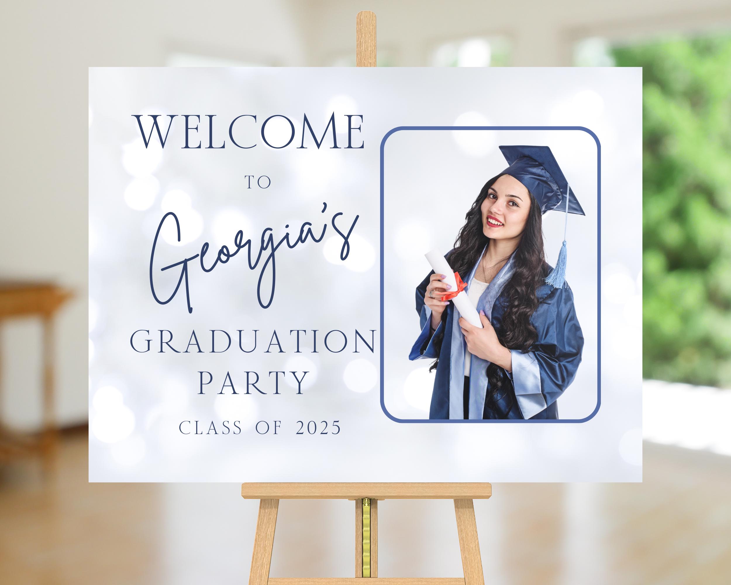 Graduation Party Decor Welcome Board Blue Theme Grad Party Welcome Sign ...