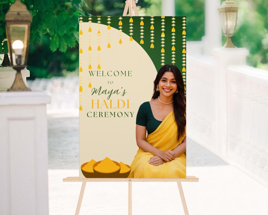 Personalized Haldi Welcome Sign Indian Pre-wedding Decor Digital Sign ...