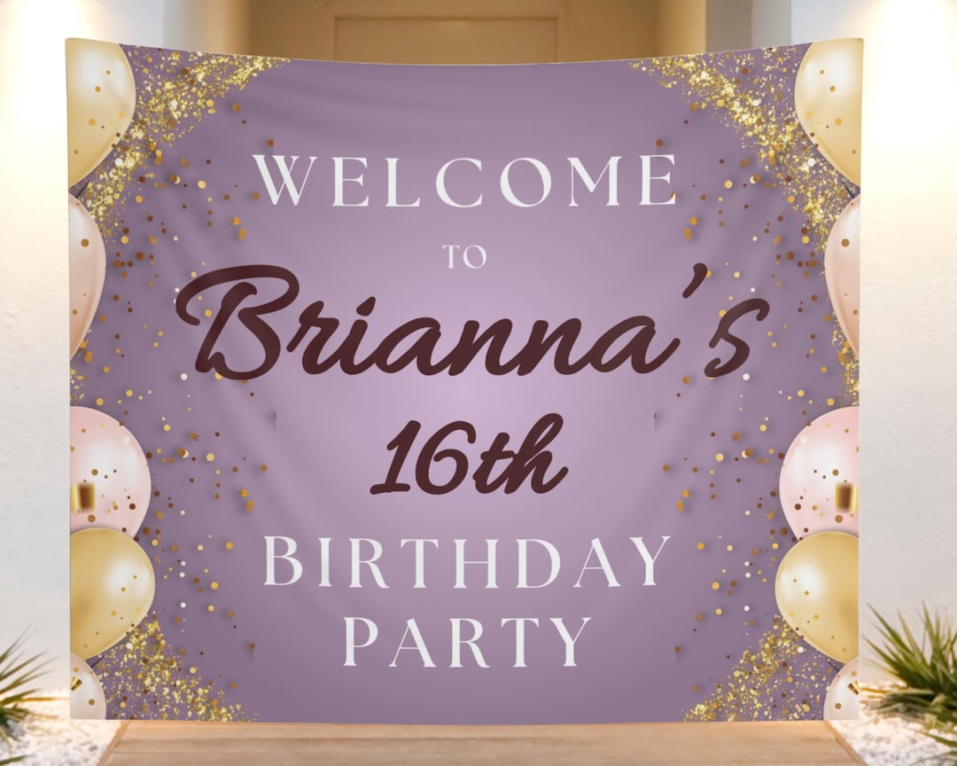 Birthday Party Welcome Banner Lilac Gold for Her 30th Birthday Decor ...