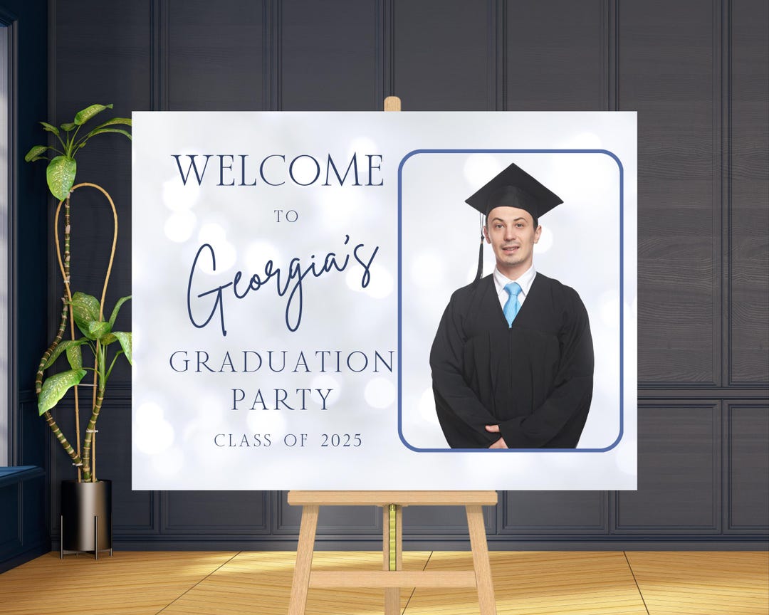 Graduation Party Decor Welcome Board Blue Theme Grad Party Welcome Sign ...