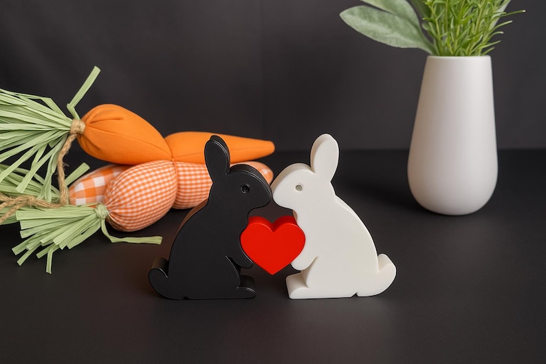 3D Printed Bunny Love Puzzle – Interlocking Rabbits With Heart - Etsy