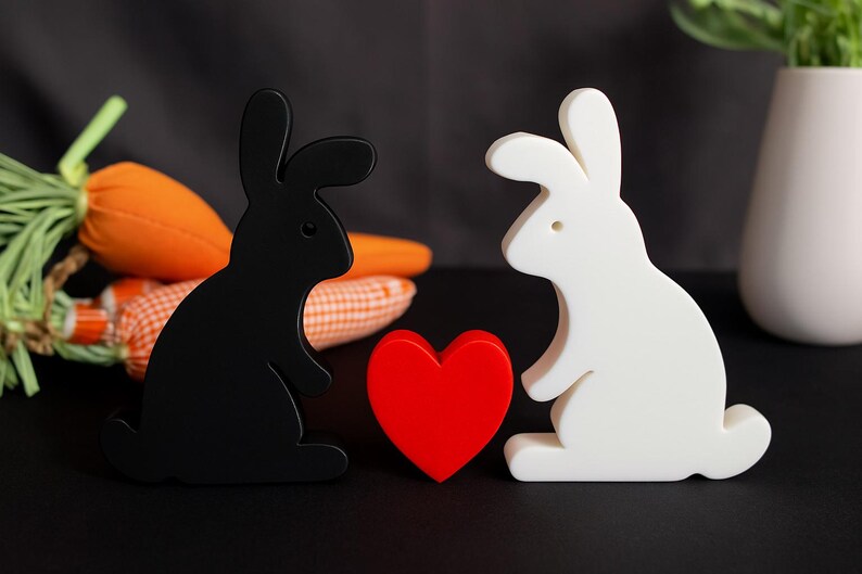 3D Printed Bunny Love Puzzle – Interlocking Rabbits With Heart - Etsy