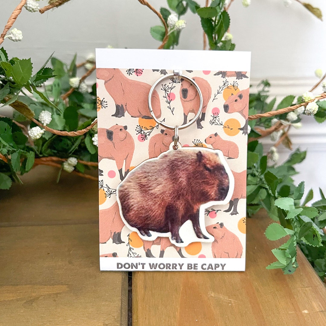 Don’t Worry Be Capy - Capybara Charm Keyring - Etsy