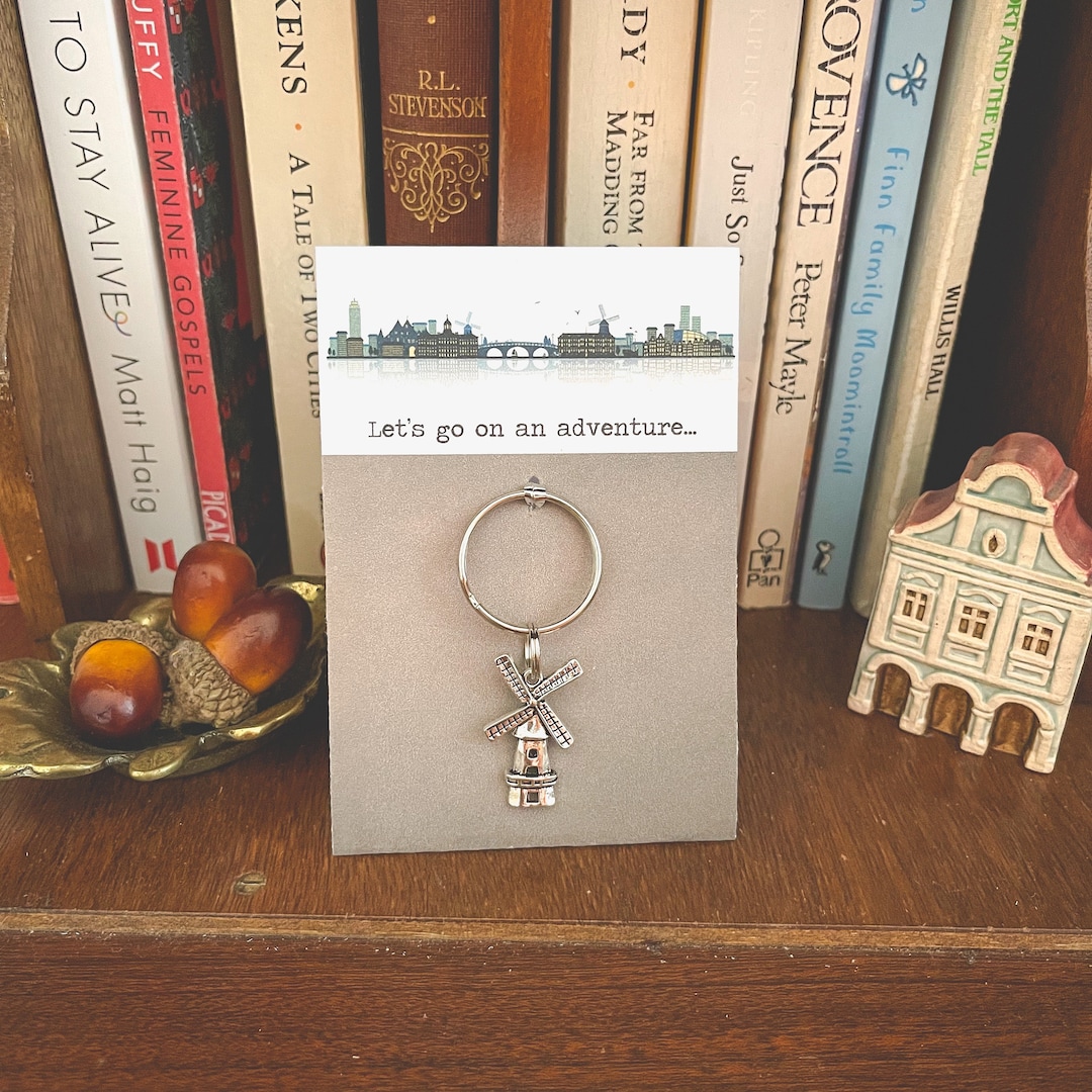 Let's Go on an Adventure Amsterdam Windmill Silver Charm Keyring ...