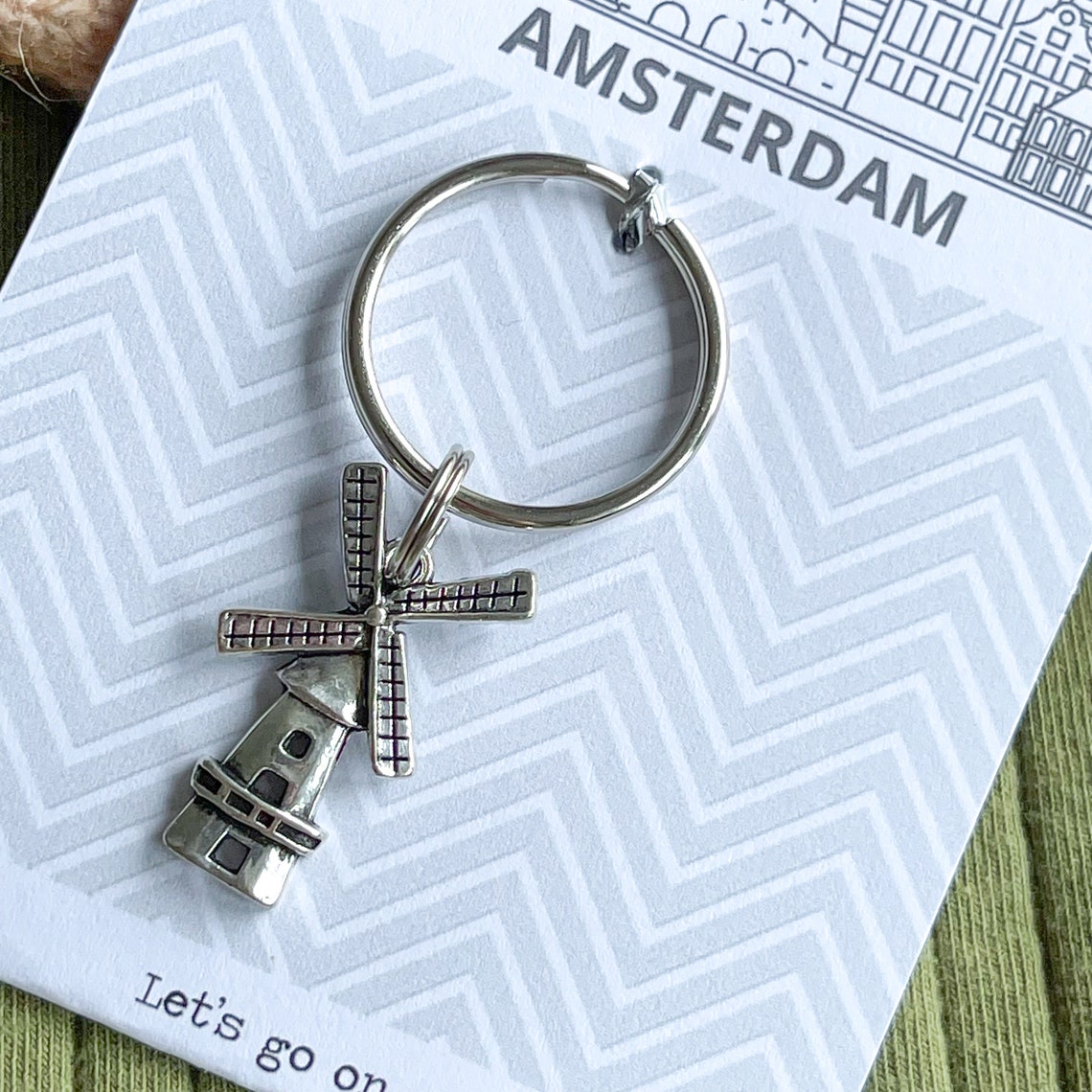 Let's Go on an Adventure - Amsterdam Windmill Silver Charm Keyring ...