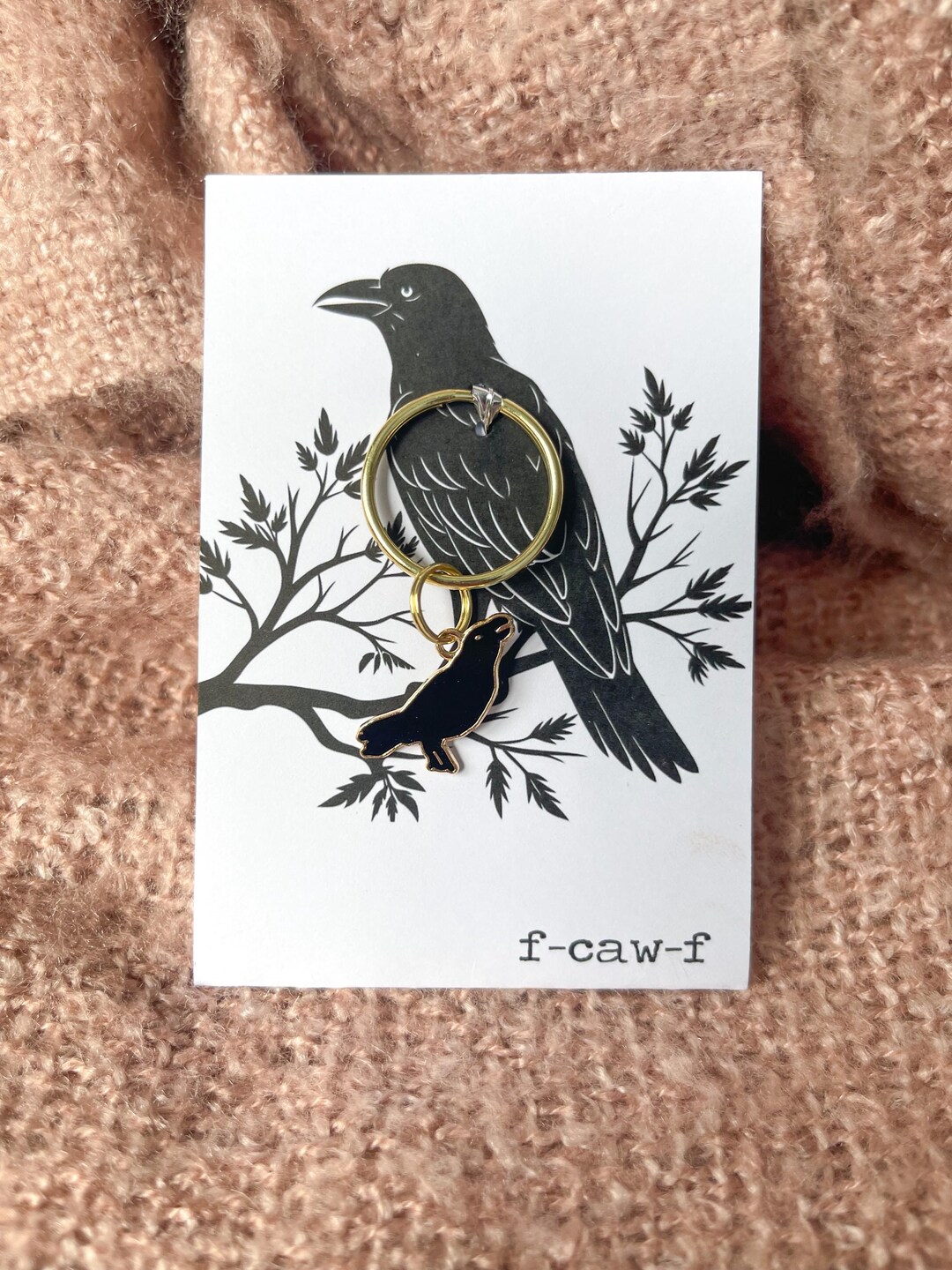 F-caw-f - Funny Enamel Raven / Crow Charm Keyring - Etsy